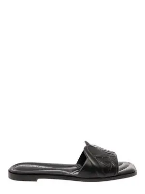Alexander McQueen Quilted Leather Logo Sandals - Black