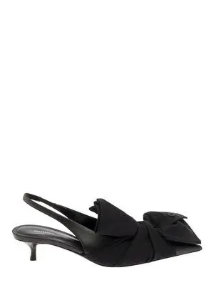 Balenciaga Leather And Cotton Slingback Pumps With Knot Detail - Multicolor