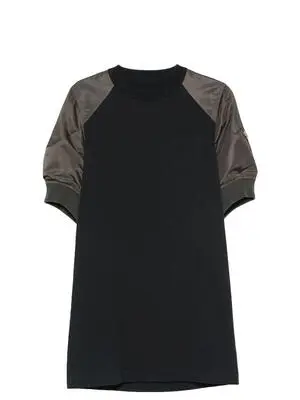 Sacai Panelled Crew Neck Day Dress - Black