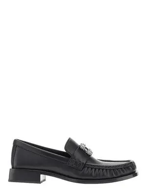 ROGER VIVIER Crystal-embellished Leather Loafers - Black
