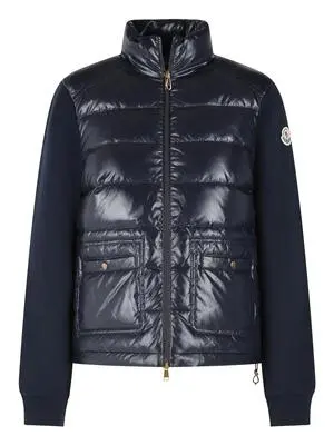 Moncler Cotton Blend Padded Sweater - Blue