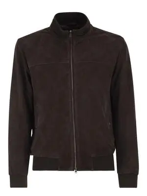 Herno Suede Goatskin Bomber Jacket - Brown