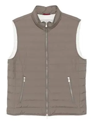 Brunello Cucinelli Quilted High Neck Sleeveless Jacket - Green