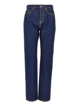 Versace Cotton Denim Jeans With Medusa Detail - Blue