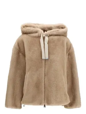 Herno HERNO Hooded Eco-Fur Jacket Cream