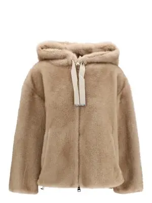 Herno Hooded Eco-fur Jacket - Cream