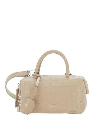 MAX MARA Max Mara Women Beige 'Holdall' Small Handbag With Adjustable And Removable Shoulder Strap And Crocodile-Embossed Effect In Leather For Women
