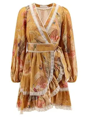 Zimmermann Zimmermann Women Frill Cotton Short Dress With Floral Print Multicolor
