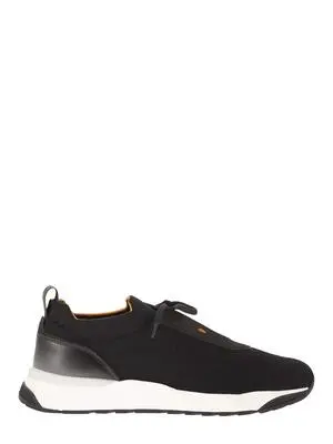 Santoni SANTONI Textile And Leather Trainers With Raised Sole Black