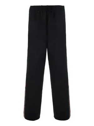 Gucci Black Pants With Elasticated Drawstring Waist And Web Detail On The Side In Cotton And Silk For - Multicolor
