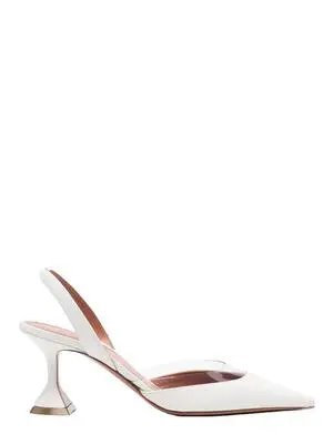 Amina Muaddi Leather And Pvc Slingback Pumps - White