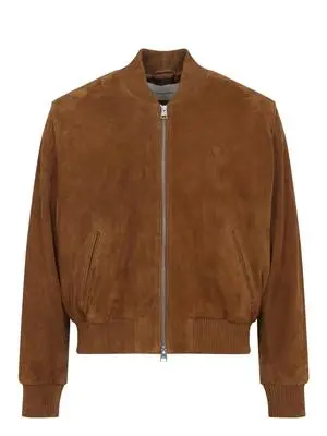 AMI Paris Suede Zipped Bomber Jacket - Brown