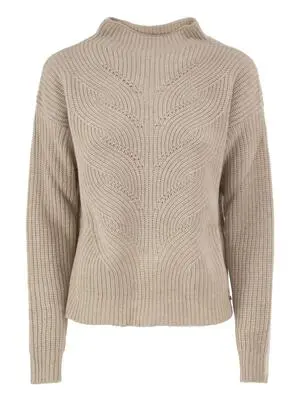 Herno Pure Wool Textured Knit High Neck Jumper - Cream