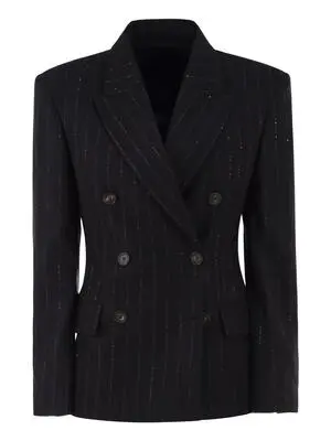 BRUNELLO CUCINELLI BRUNELLO CUCINELLI Double-Breasted Pinstripe Blazer With Sequins