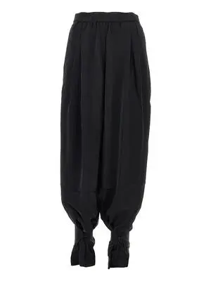 Andamane Satin Cupro Tapered Silhouette Trousers - Black