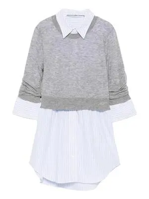 Alexander Wang Layered Design Crew Neck Jumper - Gray