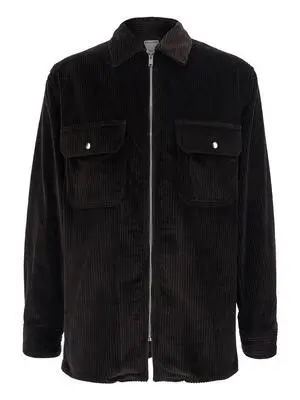 Bottega Veneta Brown Shirt With Classic Collar And Two Patch Pockets On The Front In Corduroy For - Multicolor