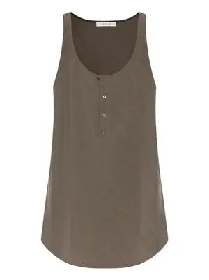 LEMAIRE Wide-neck Button-down Tank Top - Green