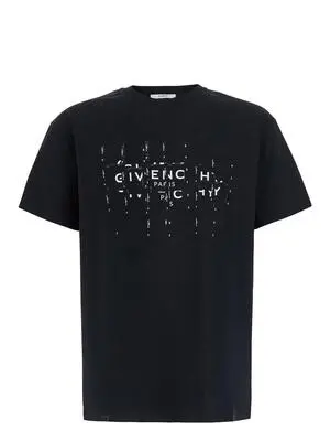 Givenchy Crew Neck T-shirt With Logo Lettering On The Front In Cotton For - Black