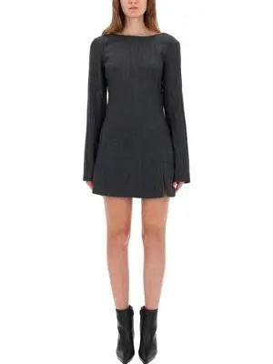 Our Legacy Plissé Wool Firm Dress - Gray