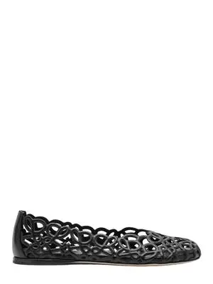 Loewe Loewe Women Anagram Petal Nappa Ballet Flats Loewe With Cut-Out Monogram Black