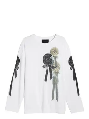 Simone Rocha Ribbon Rosette Print Long Sleeve T-shirt - Multicolor