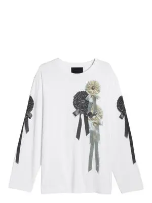 Simone Rocha Ribbon Rosette Print Long Sleeve T-shirt - Multicolor