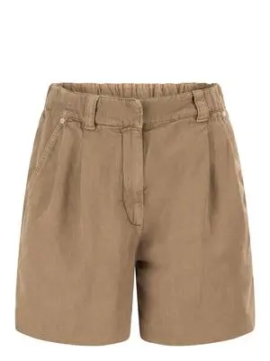 Brunello Cucinelli Cotton And Linen Shorts With Jewellery - Brown