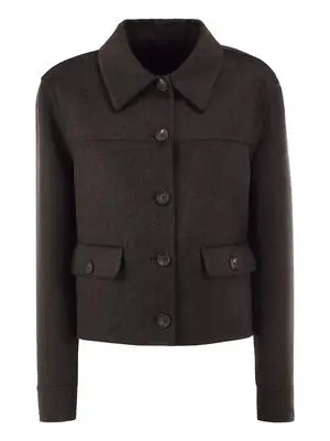 Brunello Cucinelli Cashmere Monili Detail Cropped Jacket - Brown