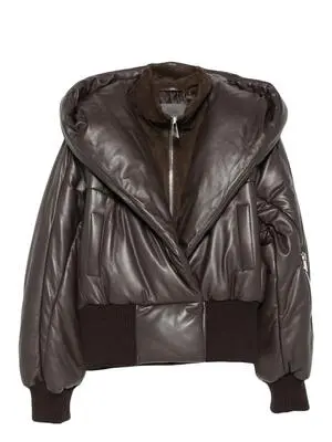 Attico Leather Padded Jacket - Brown