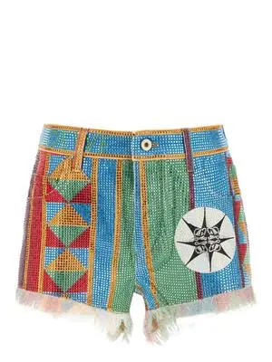 Loewe Embellished Denim Shorts - Multicolor