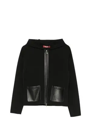 Max Mara Zip Up Hooded Top - Black