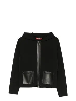 Max Mara Zip-up Hooded Top - Black