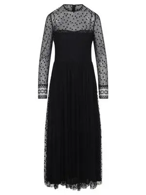 Alberta Ferretti Polka-dot Tulle Midi Dress - Black