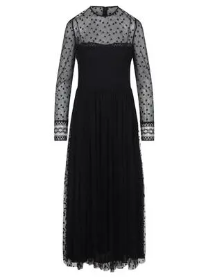 Alberta Ferretti Polka-dot Tulle Midi Dress - Black