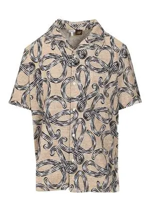 Loewe Loewe Paula's Ibiza Men Short-Sleeved Jacquard Cotton Terry Shirt Cream