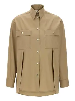 FERRAGAMO Stretch Cotton Poplin Shirt Cream