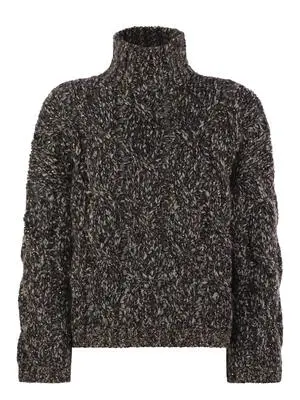 Brunello Cucinelli Wool Cashmere And Mohair Turtleneck Sweater - Brown