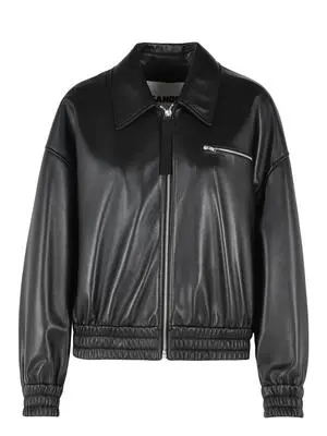JIL SANDER Leather Bomber Jacket - Black