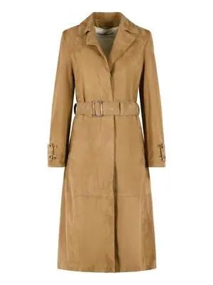 GOLDEN GOOSE Peggy Suede Trench - Cream
