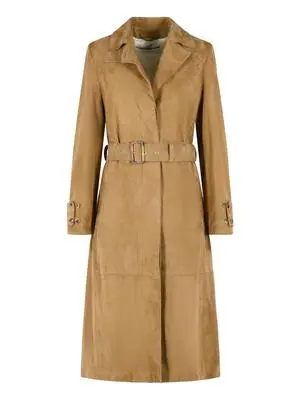 GOLDEN GOOSE Suede Trench Coat - Cream