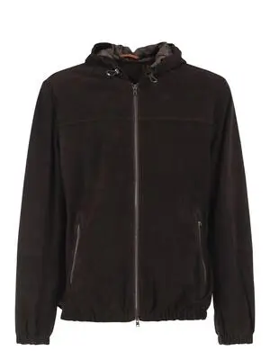 Herno Suede Goatskin Hooded Jacket - Brown