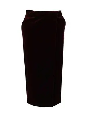 Saint Laurent Cotton Velvet Wrap Midi Skirt - Multicolor