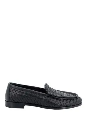 Bottega Veneta BOTTEGA VENETA Intrecciato Motif Silenzio Leather Loafers Black