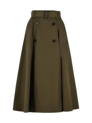 Burberry Brenda Cotton Gabardine Trench Skirt - Green