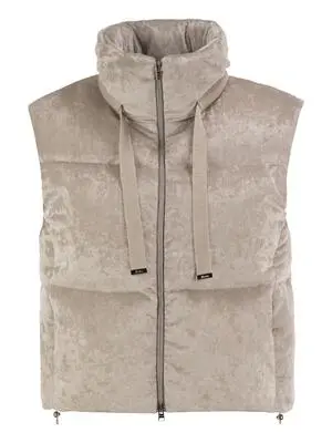 Herno Velvet-effect Padded Gilet - Cream