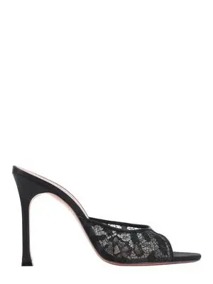 Amina Muaddi Alexa Lace Slipper - Black