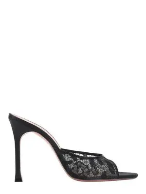 Amina Muaddi Alexa Lace Slipper - Black