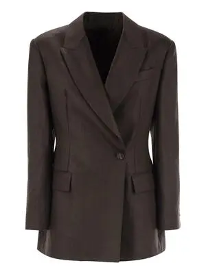 Brunello Cucinelli Shiny Linen Twill Jacket - Brown