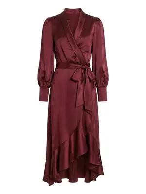 Zimmermann Silk Wrap Midi Dress - Red